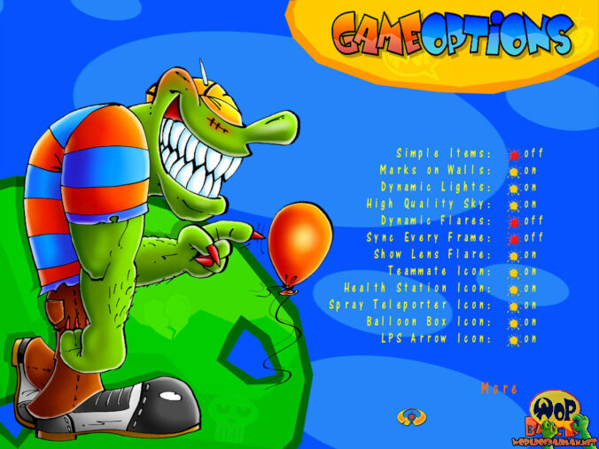 The extended game options menu – World of Padman